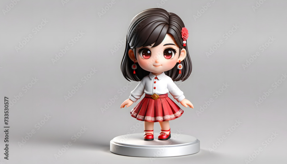 a chibi Thai baby girl in a playful posture has been created. She is ...