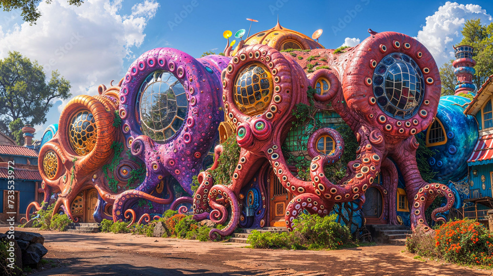 Octopus style homes architecture design, apartments, buildings, fantasy ...