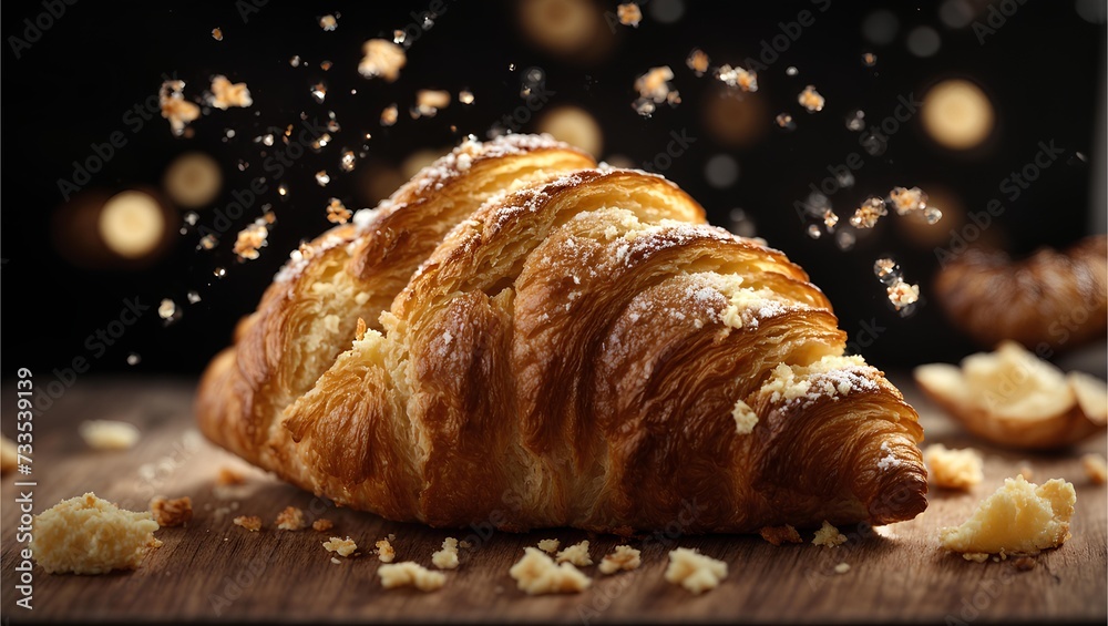 French croissants, best puff pastry dessert, cinematic food photography ...