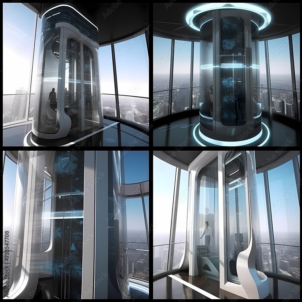 futuristic elevator, transportation in the future, fast and cool design ...