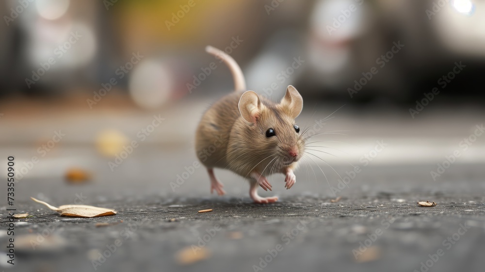 Rat displaying remarkable speed in a daytime street jump. Stock Photo ...