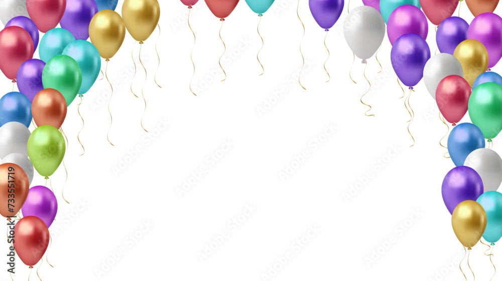 Modern birthday background with balloons Illustration set party ...