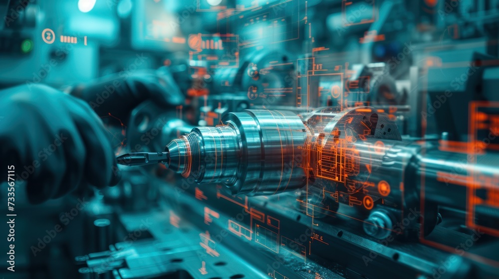 In the machinery manufacturing plant, the AI robotic arm seamlessly ...