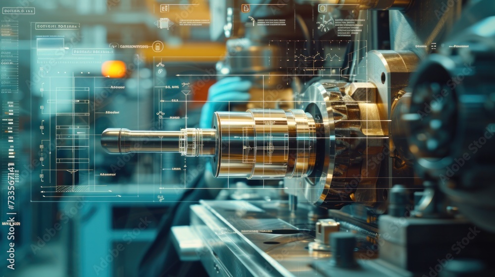 In the machinery manufacturing plant, the AI robotic arm seamlessly ...