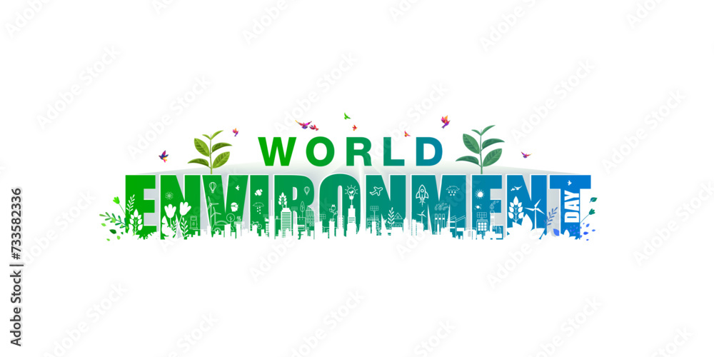 05 June, World Environment day concept 3d design. 3d World map with ...