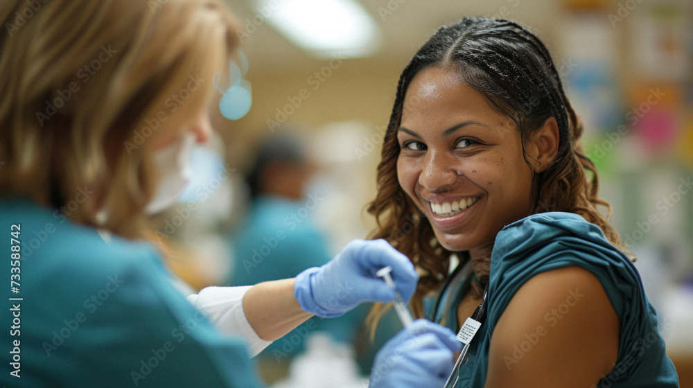 Healthcare Worker Providing Vaccinations: A nurse providing ...