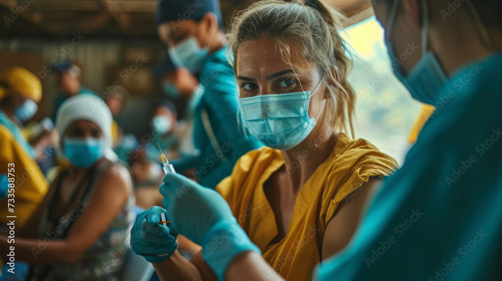 Healthcare Worker Providing Vaccinations: A nurse providing ...