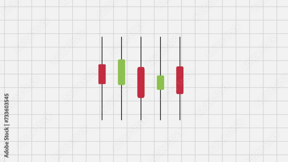 Animated stock market candlesticks in red and green going up and down ...