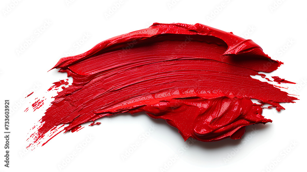 Red lipstick smear isolated on white background. Red color cosmetic ...