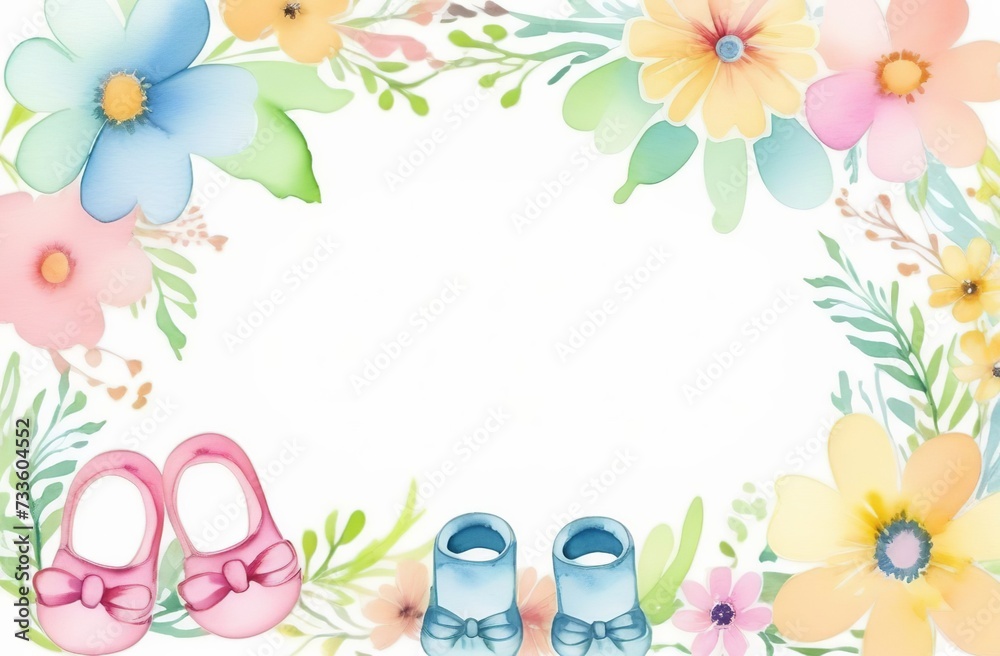 Baby born frame with draw flowers, bow, baby bottle and booties ...