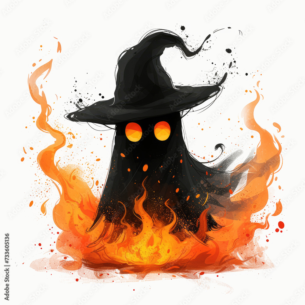 Babadook fire ghost head character design, transparent background ...