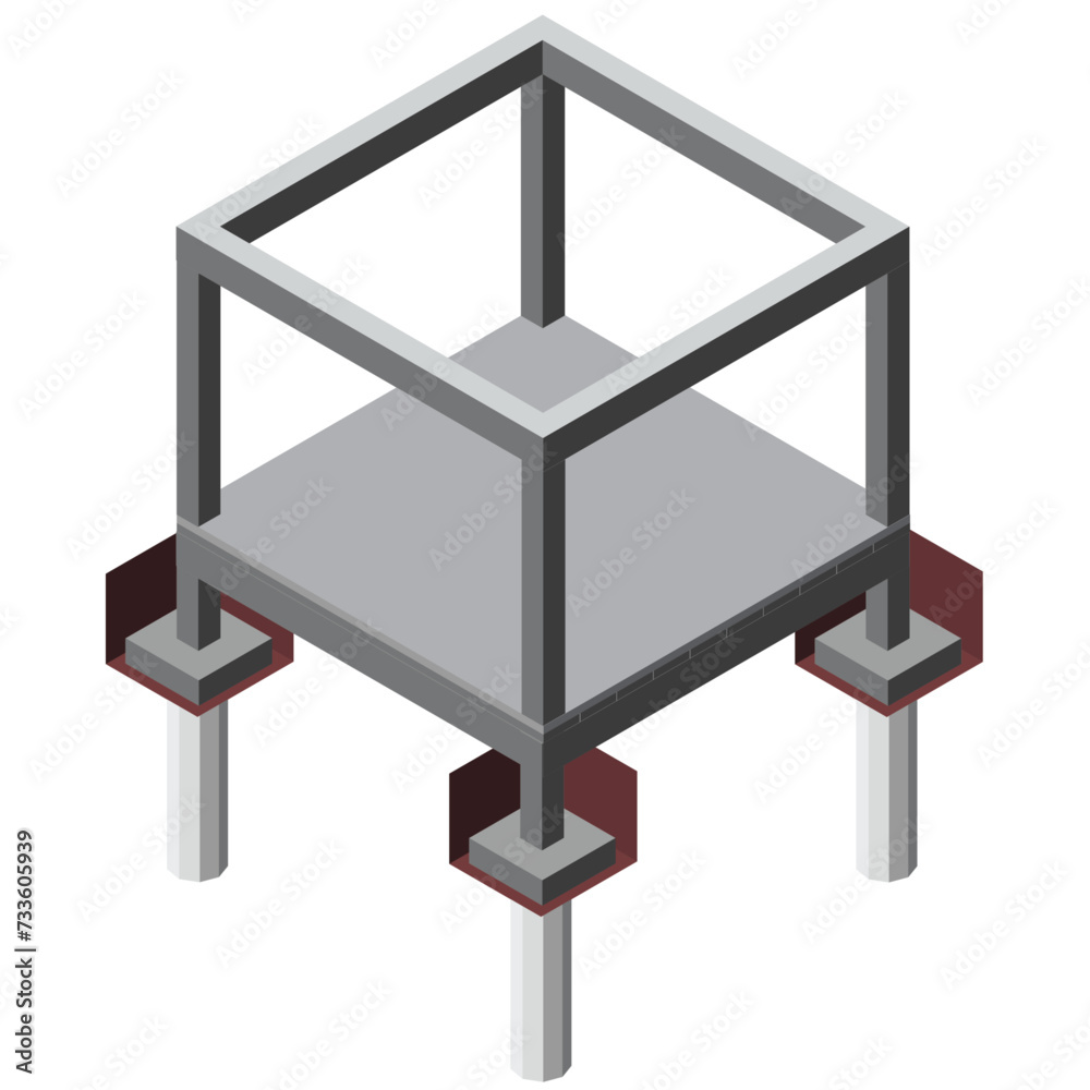 Structure of the building, foundation, and piles supporting up the ...