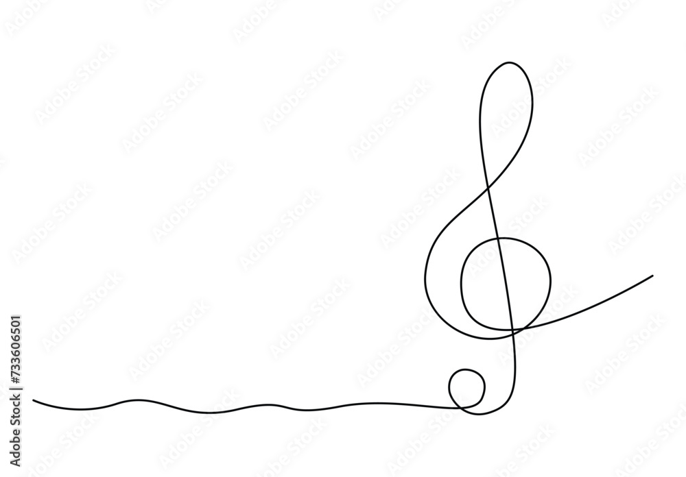 Continuous one line art music note vector illustration. Abstract music ...