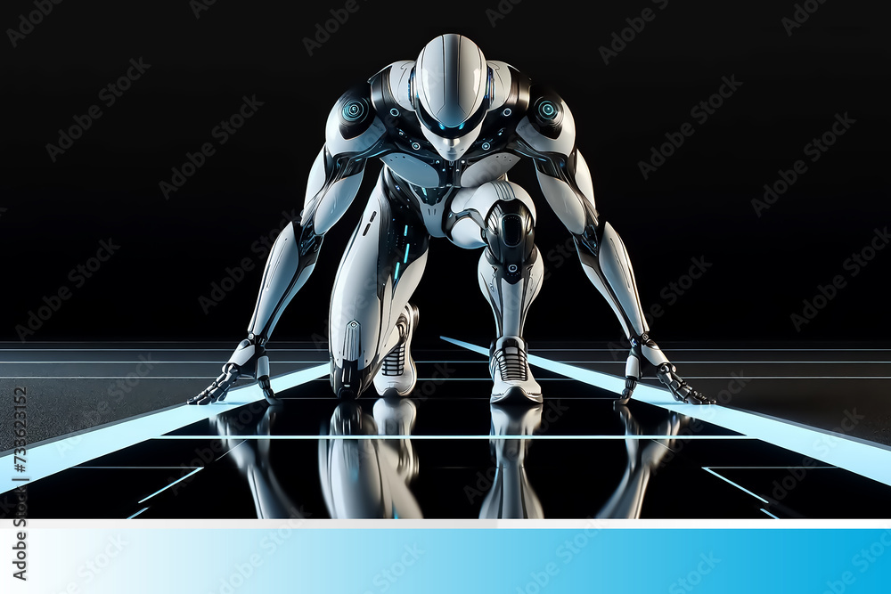 Futuristic Robot Running Poster: AI Tech in Motion, Humanoid Robot ...