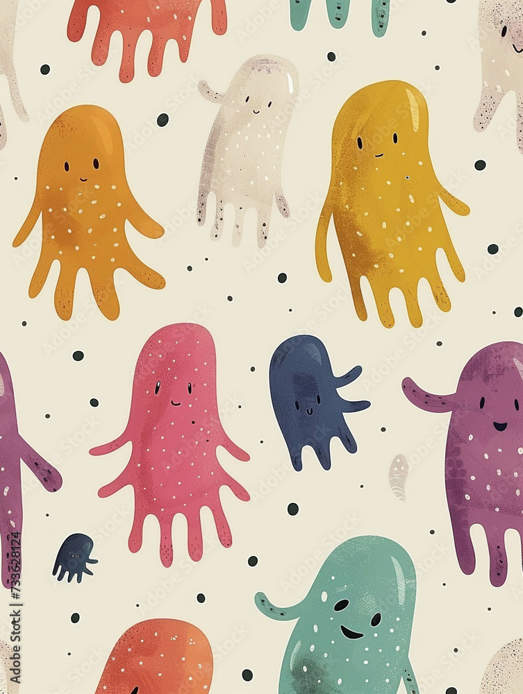 Design a simple clean background with cartoon bacteria in a minimalist ...