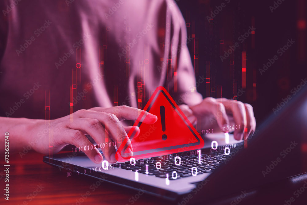 Foto de Hack system alert, Warning computer system, Cybersecurity, threat, breach, danger ...