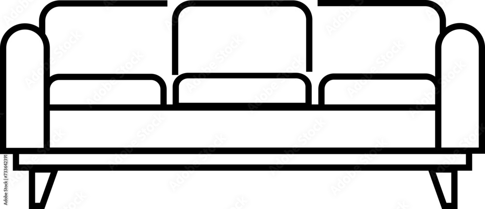 Sofa, couch icon in line style editable stock. Outline sign pictogram ...