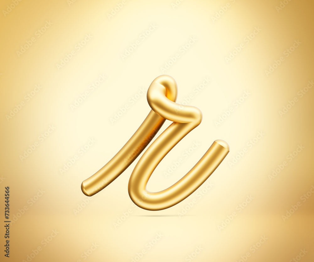 3d Golden Shiny Small Letter r Alphabet r Rounded Inflatable Font ...