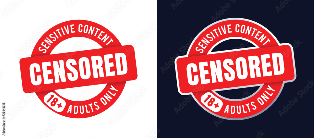 Censored 18 plus adults only sensitive contents red circle vector ...