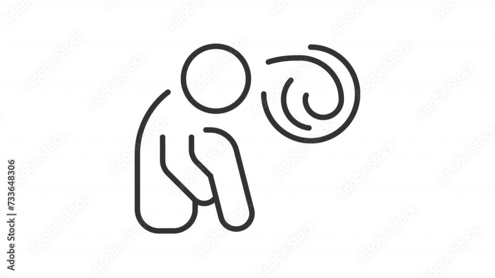 Anxious person line animation. Depression animated icon. Psychological ...