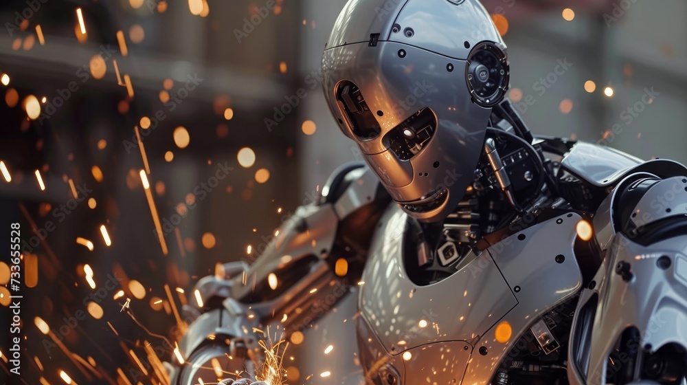 AI humanoid robot welding metal, artificial intelligence Stock ...