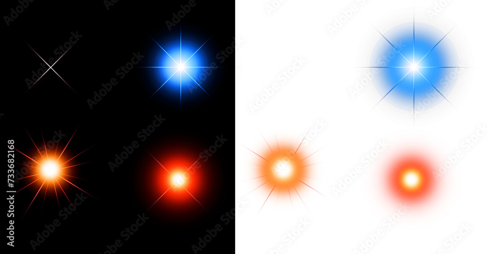 Glowing Stars Collection in different colors on png transparent ...