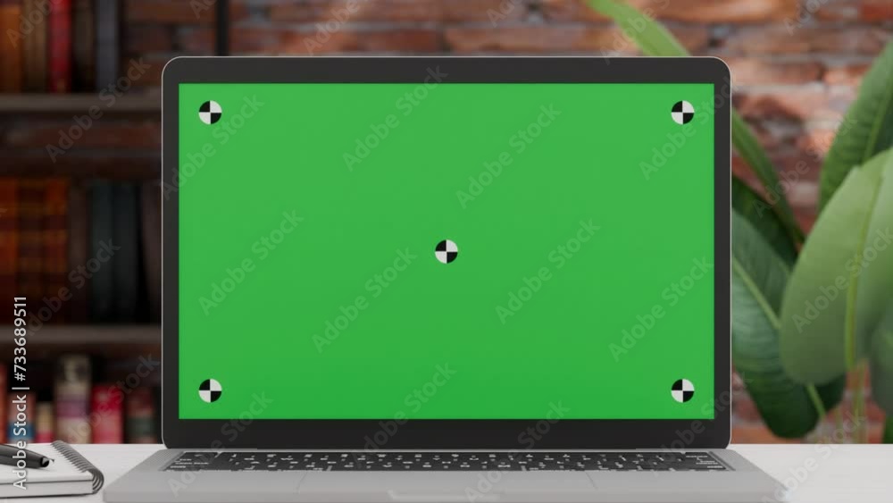 Laptop green screen, notebook display opening animation, 4k chroma key ...
