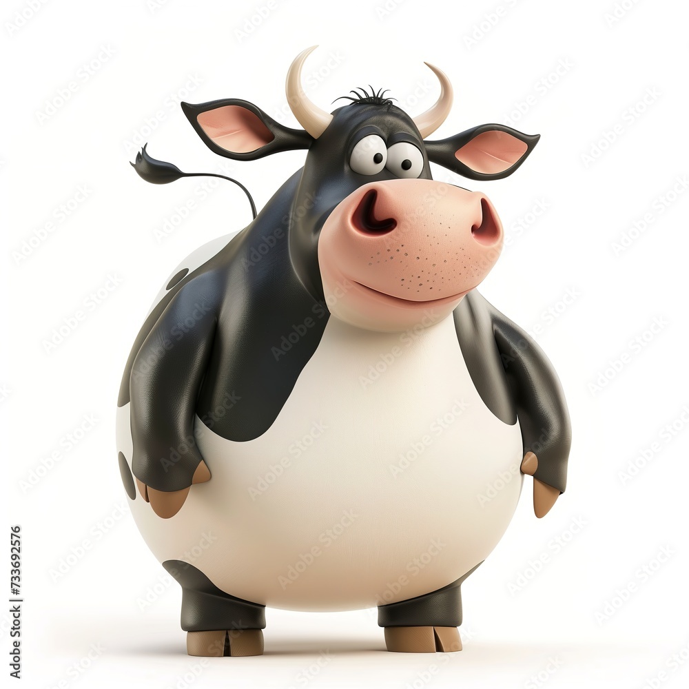 Funny overweight caw in shape of a ball, in style of cartoon character ...