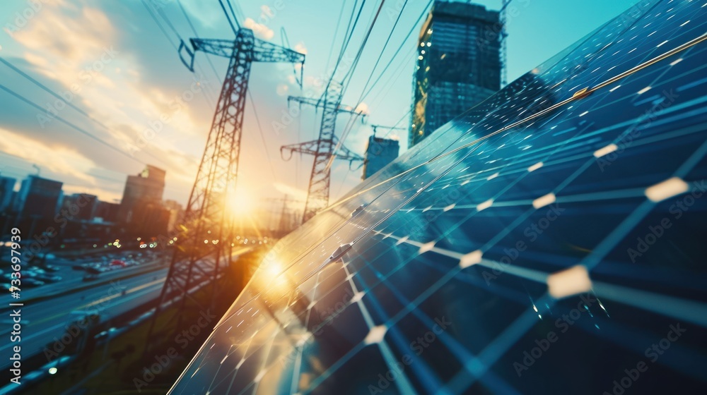 high technology use clean energy, sky blue tone, environment background ...
