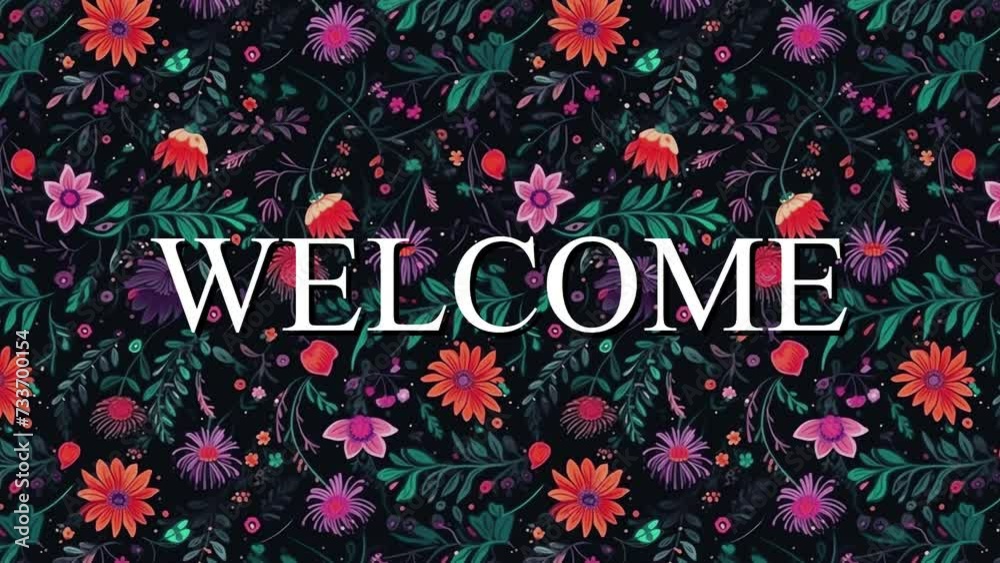 Welcome Animation with Flowers. The video is a digital rendering of an ...
