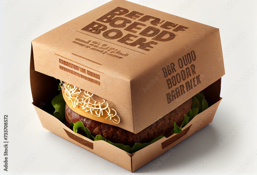 Craft brown burger eco box isolated on white background. Eco-friendly ...