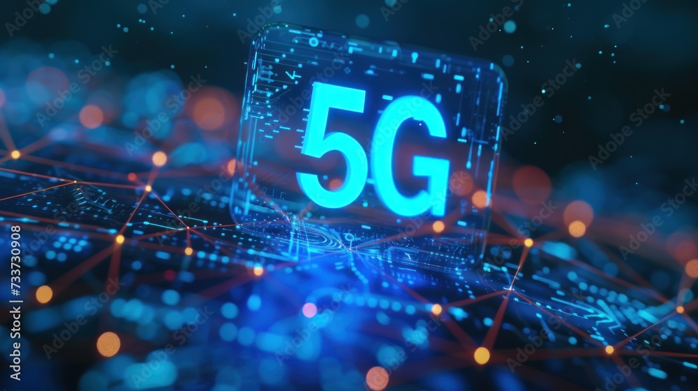 5G network connection technology with high-speed data transfer. Global ...