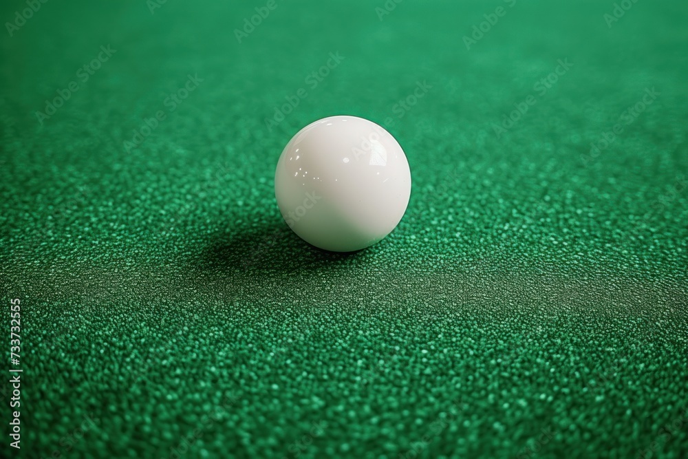 White snooker ball on the snooker green table surface. Sport equipment ...