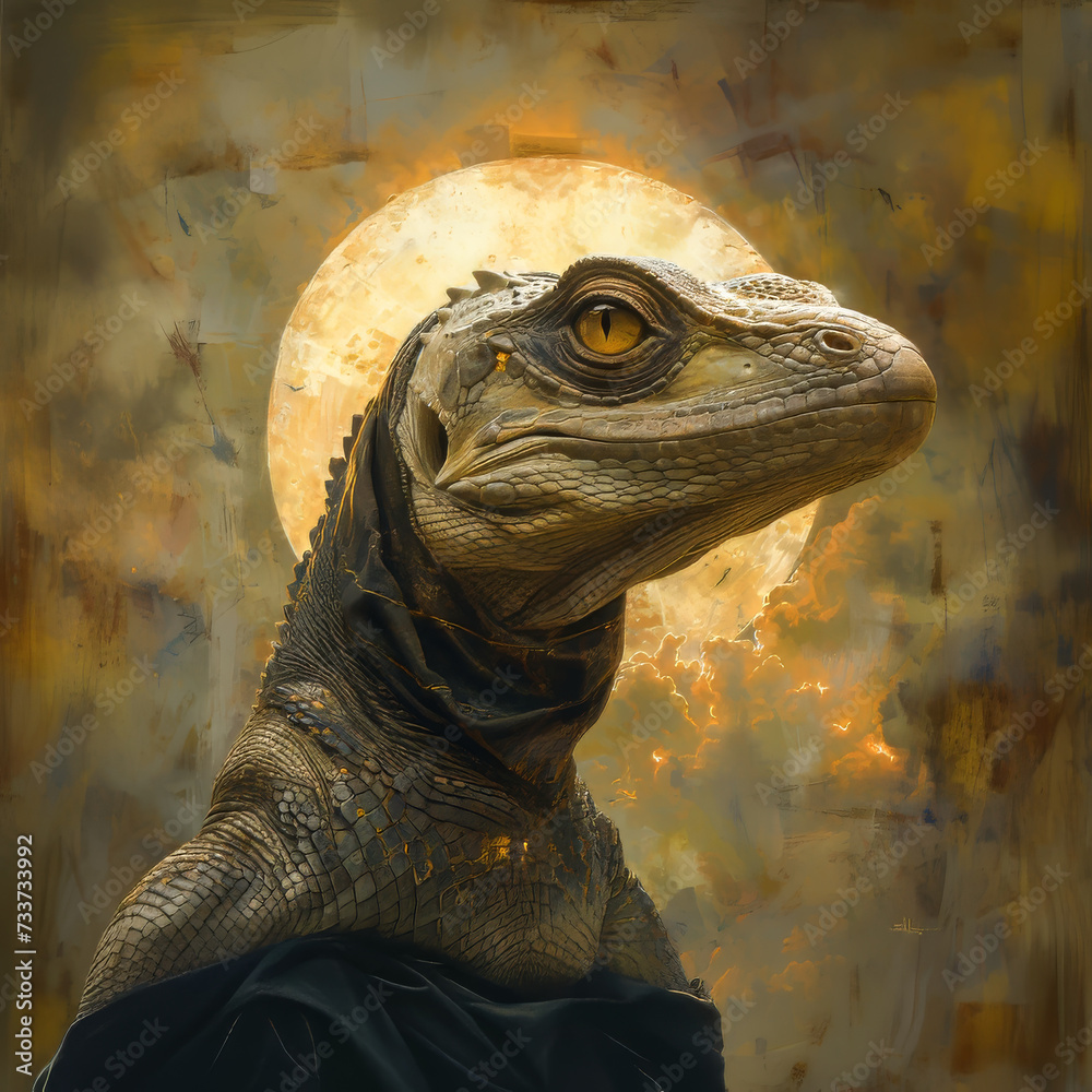 Ancient Reptilian Alien. Generated Image. A digital rendering of a ...