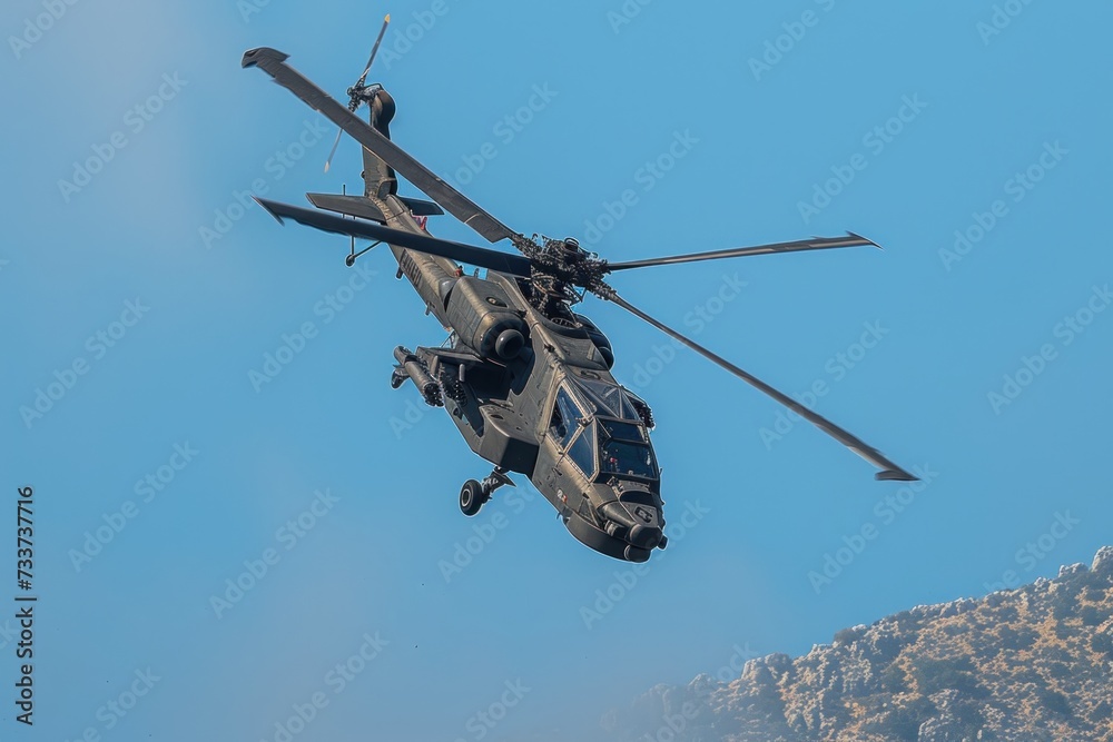 Military attack helicopter looping in the air. Athens air show 2019 ...