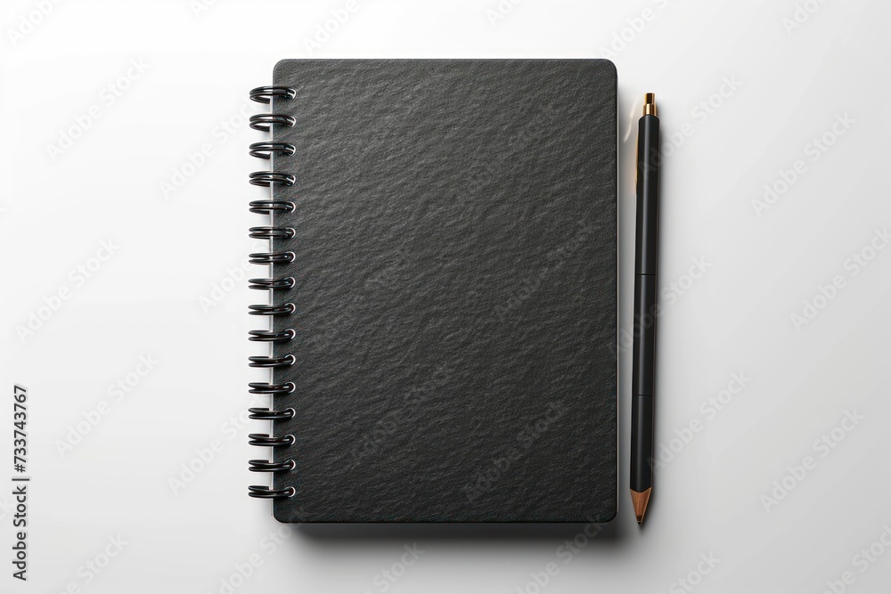 Spiral bound notebook mockup template with black paper cover isolated ...