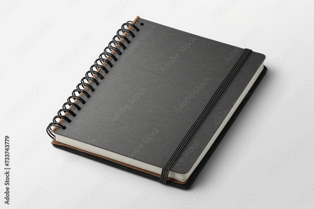 Spiral bound notebook mockup template with black paper cover isolated ...