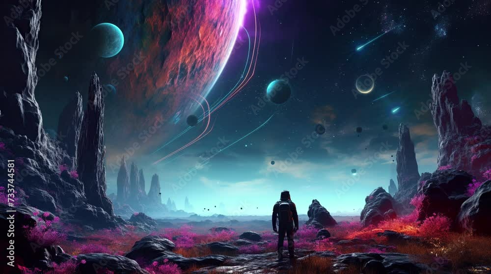 Vidéo Stock Exploring the Alien Frontier: Astronaut's Adventure on an ...