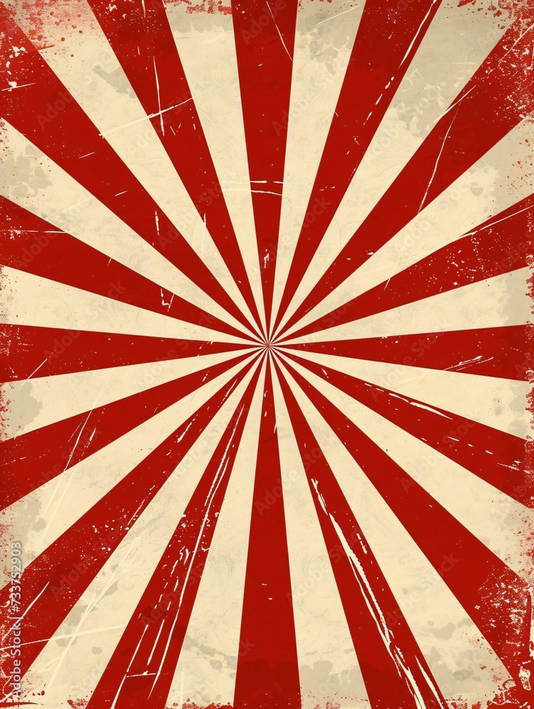 Retro circus design with spiral rays and grungy texture featuring red ...