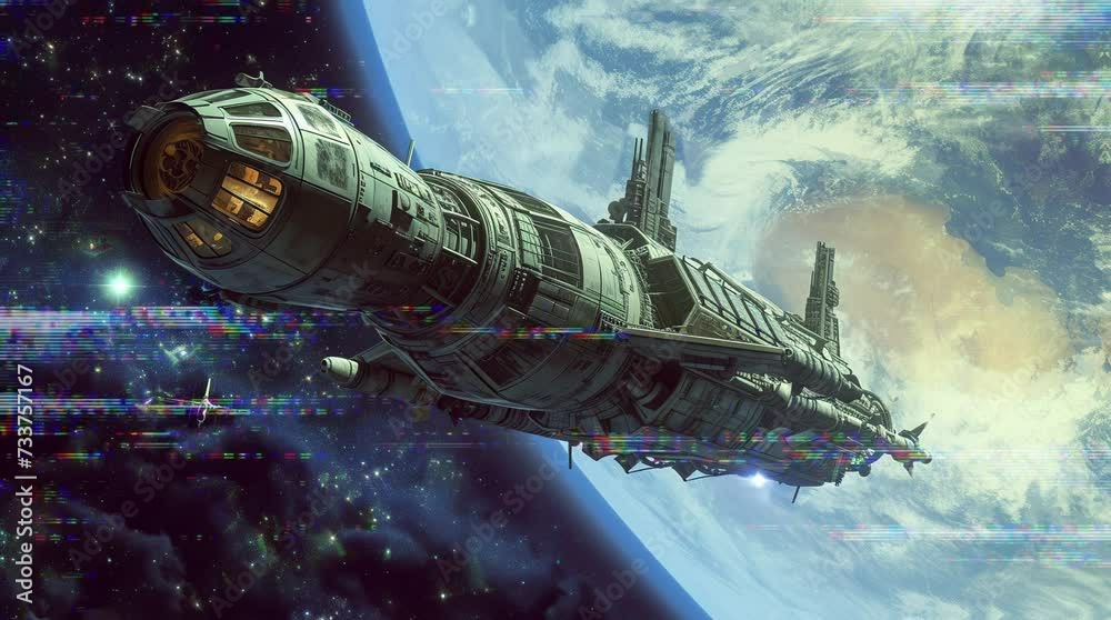 Voyage Across the Cosmos: Spaceship Amidst the Galactic Splendor ...