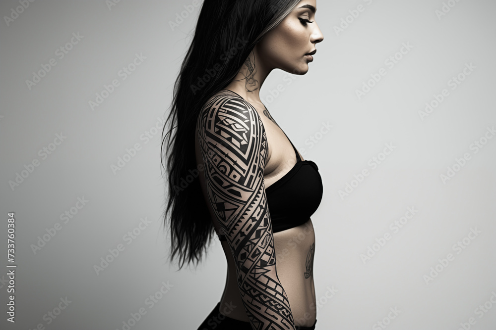 Black tribal tattoo on skin. Black tribal tattoo on arm. Women's tattoo, tribal. Tribal tattoo ...