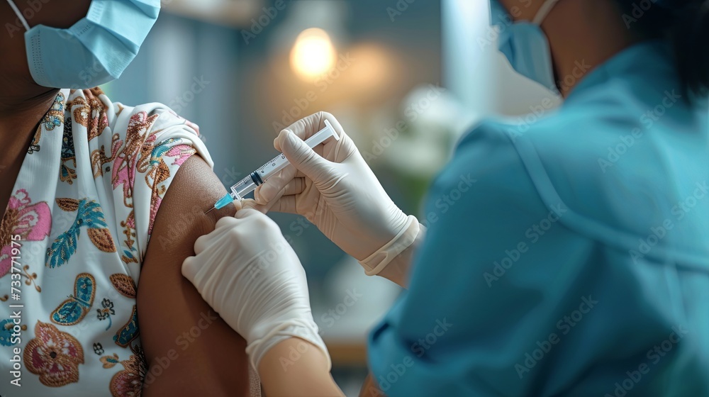 A close-up image capturing the moment a nurse administers an injection ...