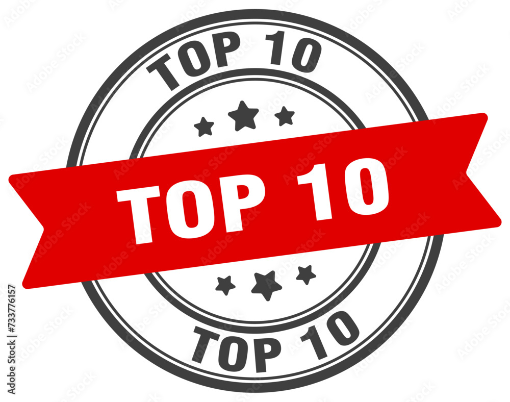 top 10 stamp. top 10 label on transparent background. round sign Stock ...