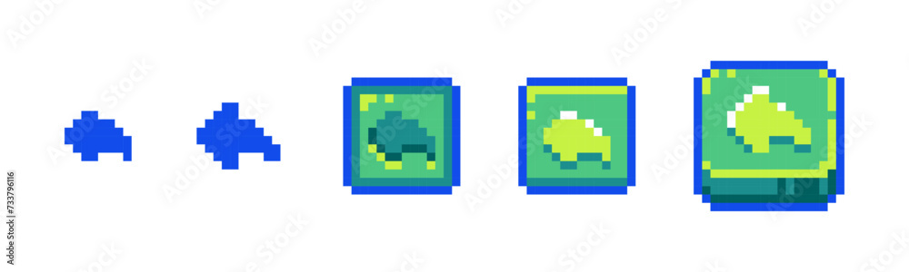 Pixel Go Back Icon Set for Retro Game UI. Retro 8-Bit Style Return and ...