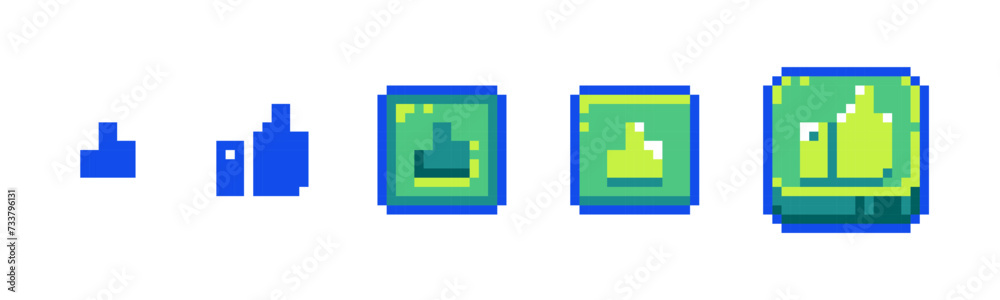 Pixel Like Icon Set for Retro Game UI. Retro 8-Bit Style Approve and ...