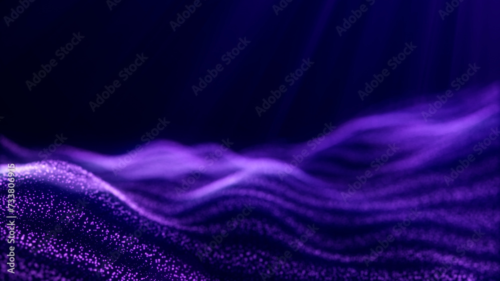 Abstract purple digital waves on dark blue background with soft purple ...