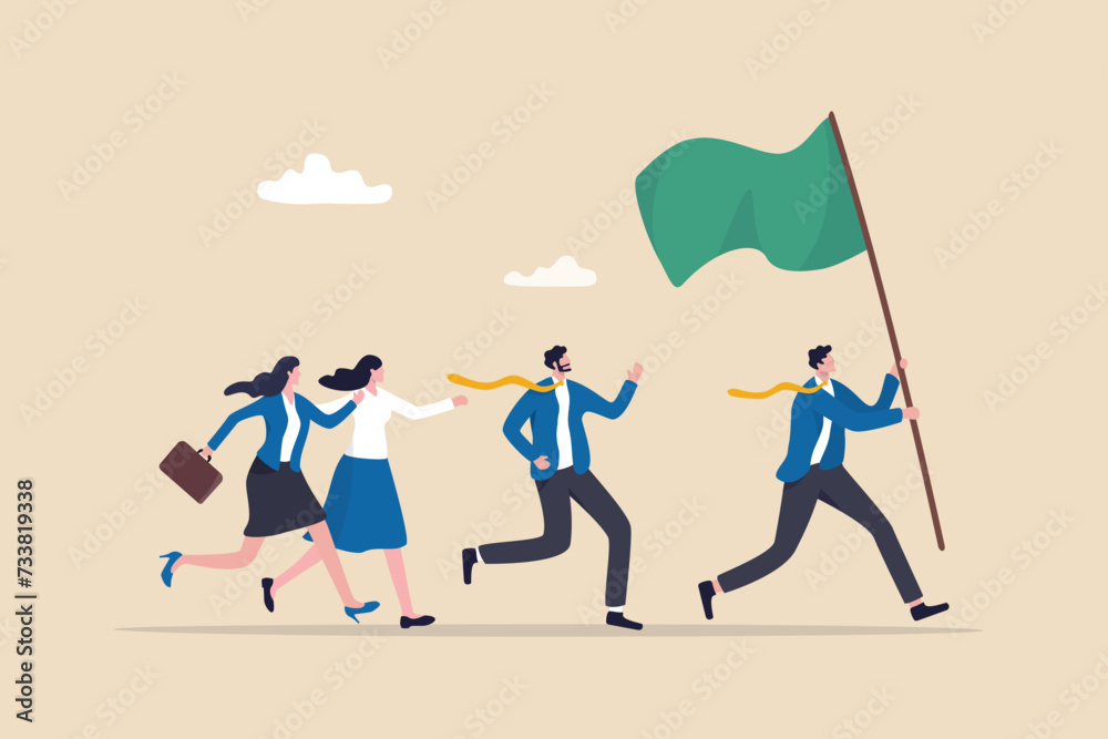 Leader determination to lead team to success, motivation to win ...