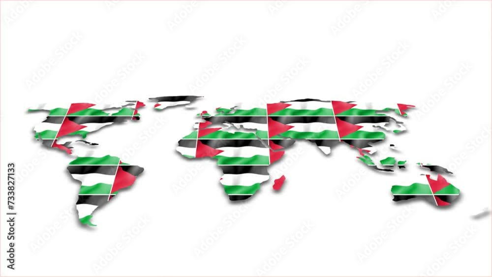 Palestine flag wave 3d earth map animation white background Stock Video ...
