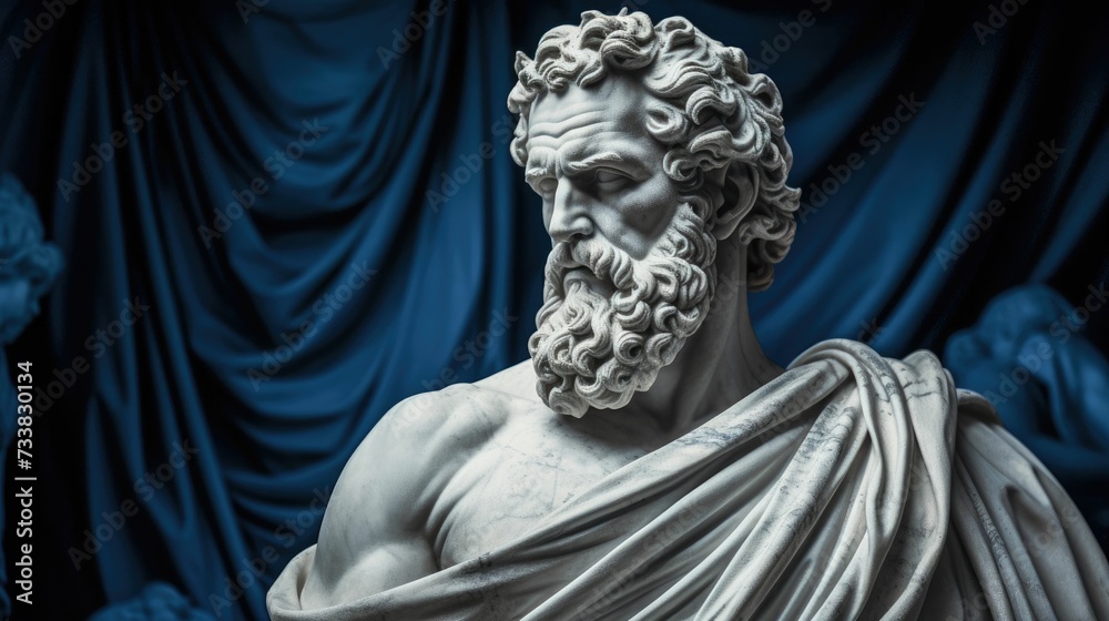 AI generated illustration of a marble statue of the Stoic philosopher ...