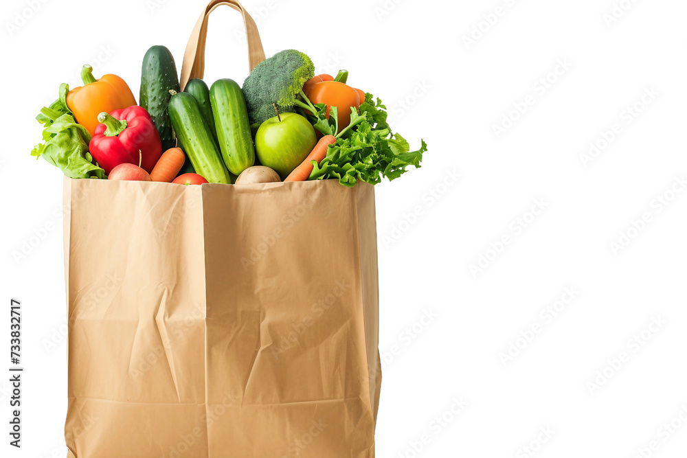 Bag of Groceries on Transparent Background, PNG, Generative Ai Stock ...